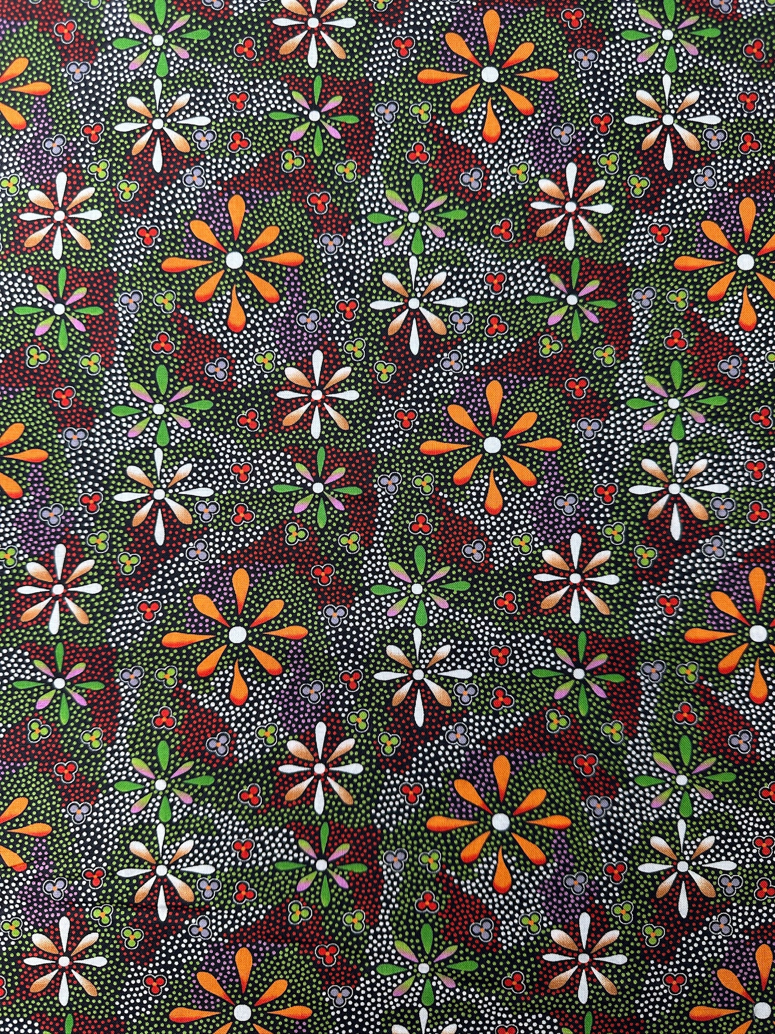 Cotton Sheeting, Aboriginal Prints, Flowers in the Desert, Black ...
