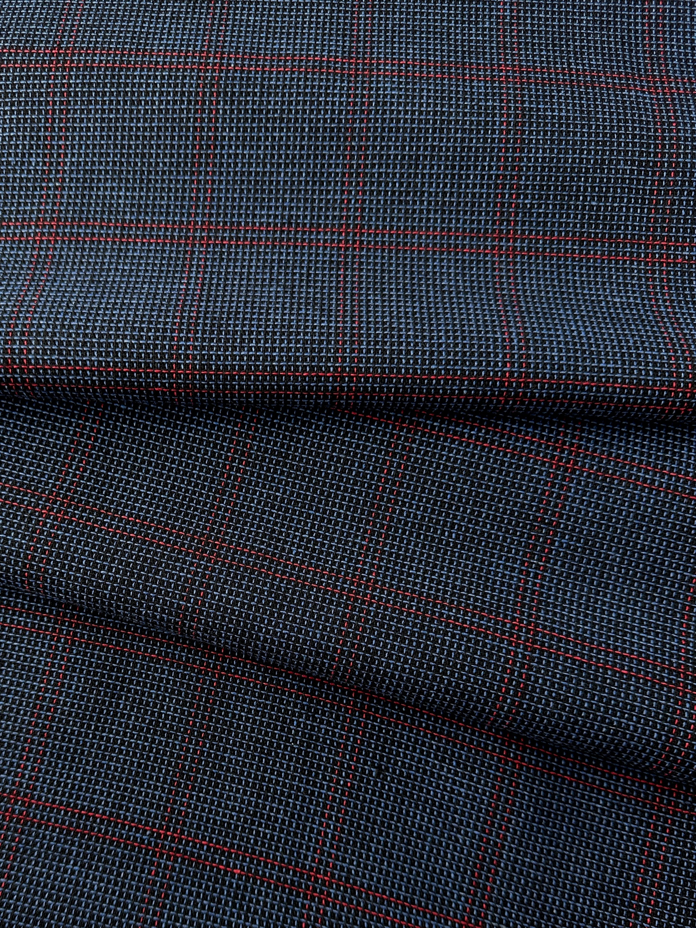 Italian Wool Blend Suiting, Windowpane Check, Blue – Fiber Snob